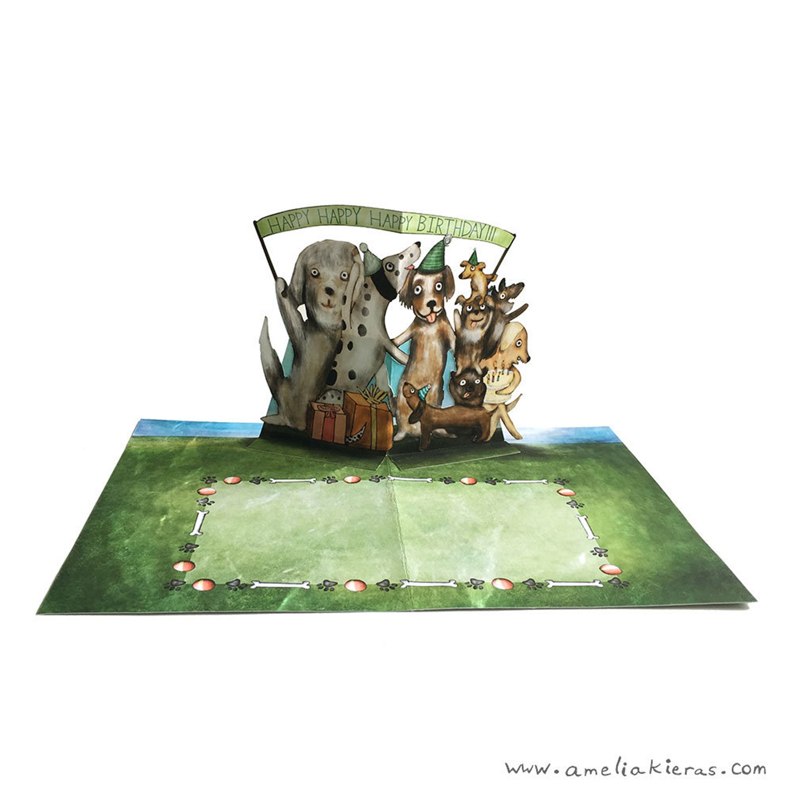 3D Pop up Card - Happy Birthday Dog Party - Etsy