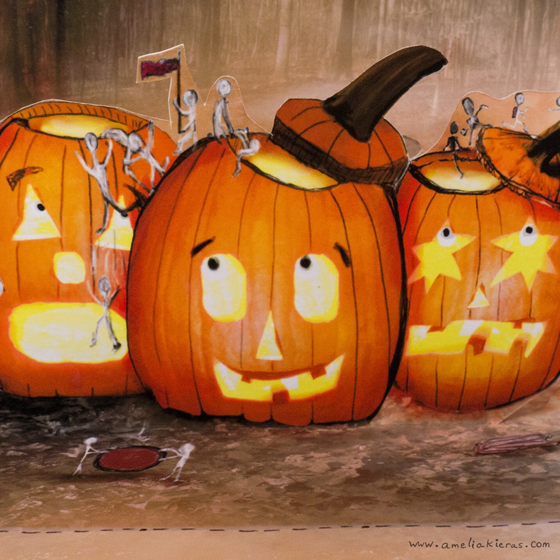 3D Pop up Card Pumpkin Escape - Etsy
