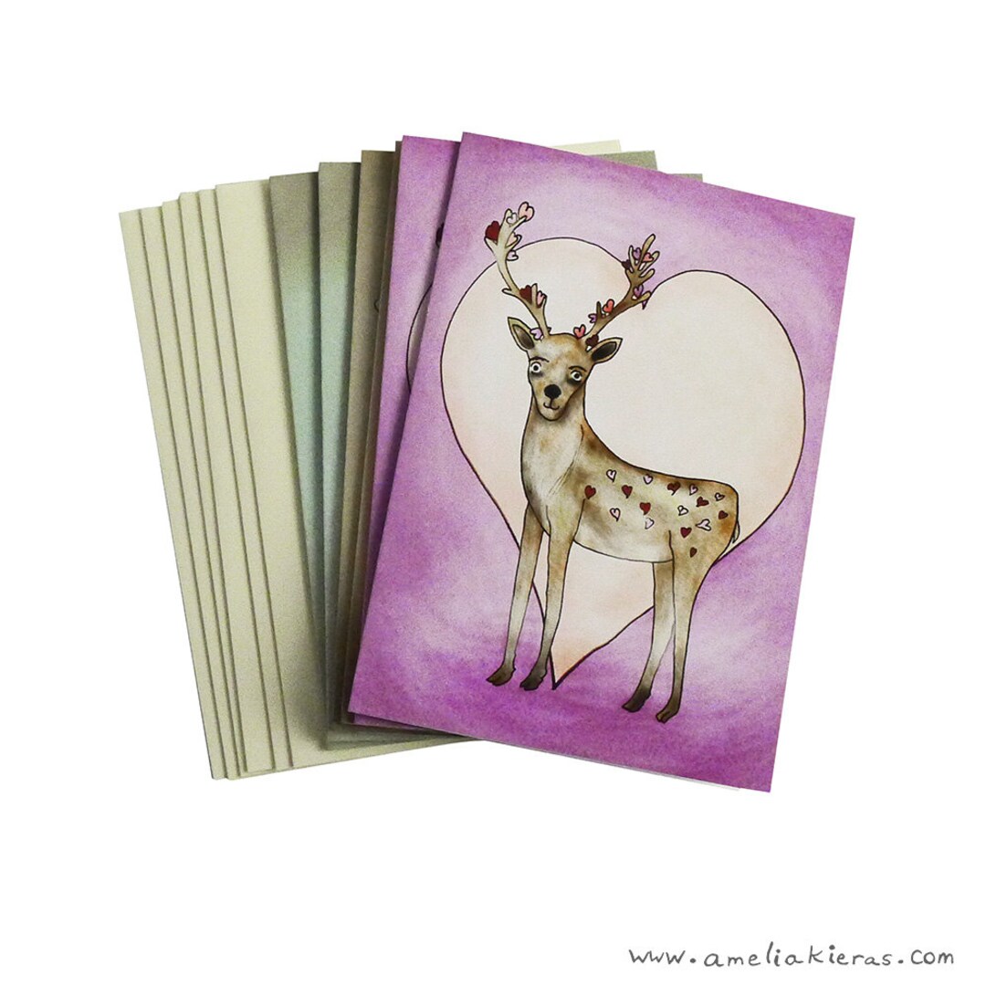 Forest Animal Valentines Six Card Stationary Set - Etsy