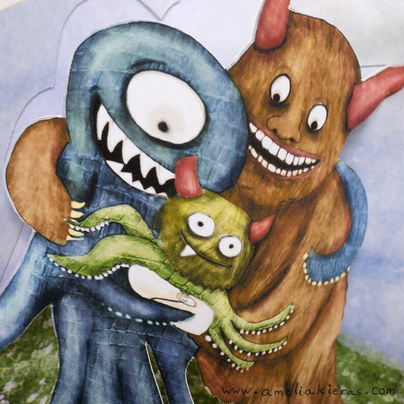 3D Pop up Card Monster Baby New Baby, Congratulations, Newborn, First ...