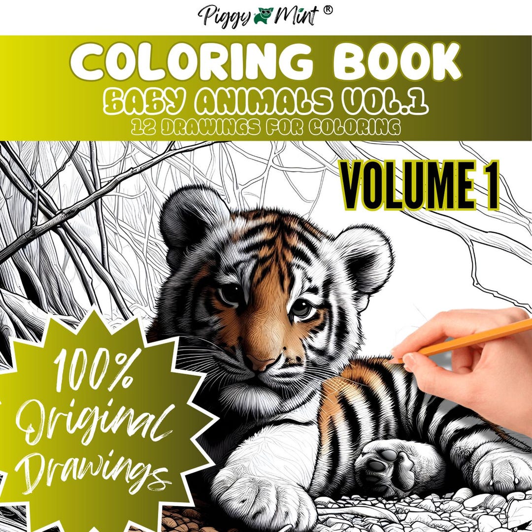 Baby Animals Coloring Book, Instant Download PDF - Printable Pages ...