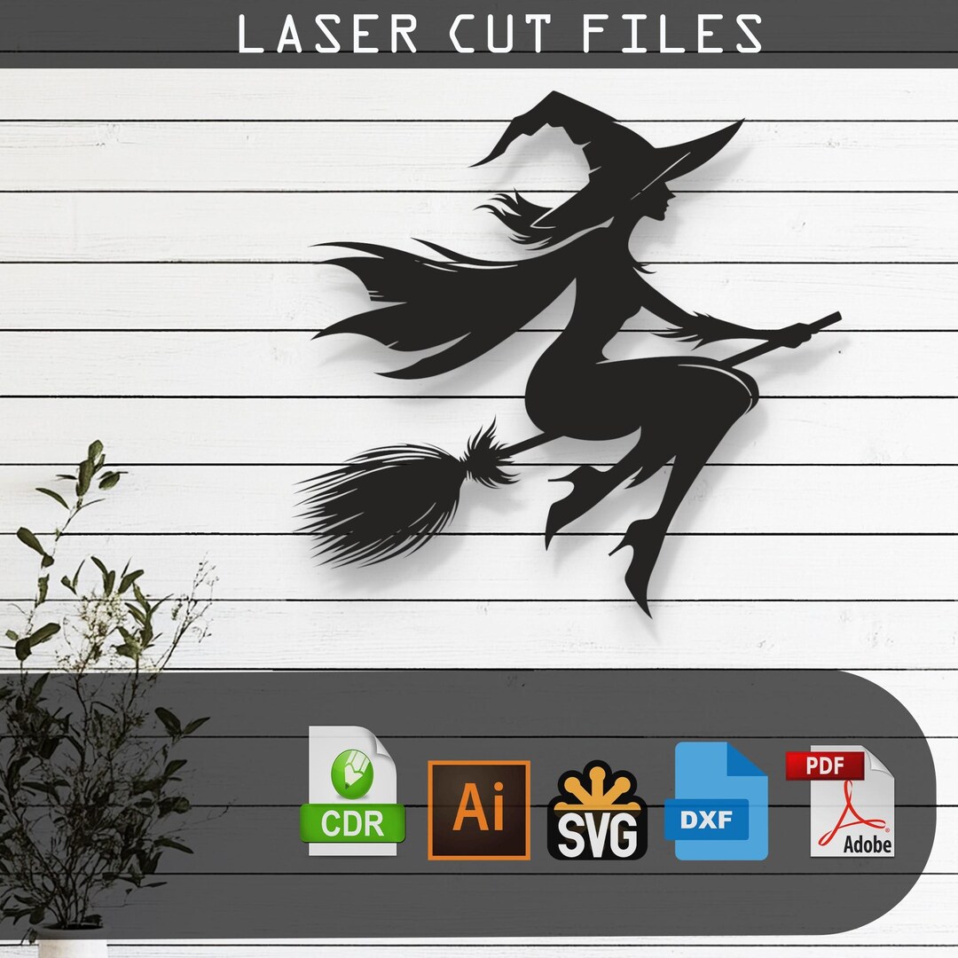 Halloween Witch Laser Cut Vector Design – SVG, DXF, Ai, Pdf Files for ...