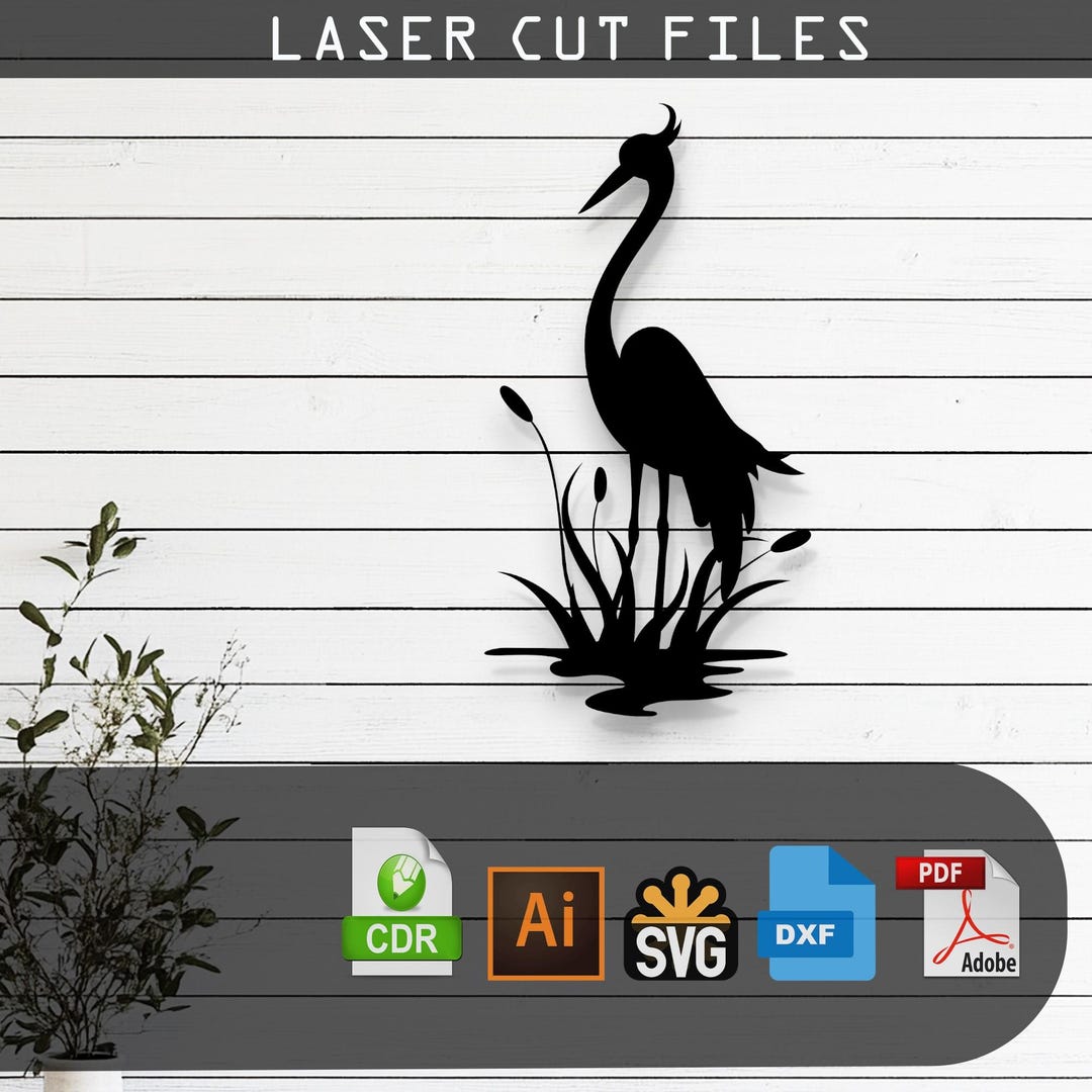 Decorative Stork Laser Cut Vector Design - SVG DXF Ai Pdf Files for ...