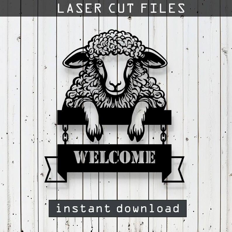Farm Animal Sheep Welcome Sign Laser Cut Vector Design –SVG, DXF, Ai ...