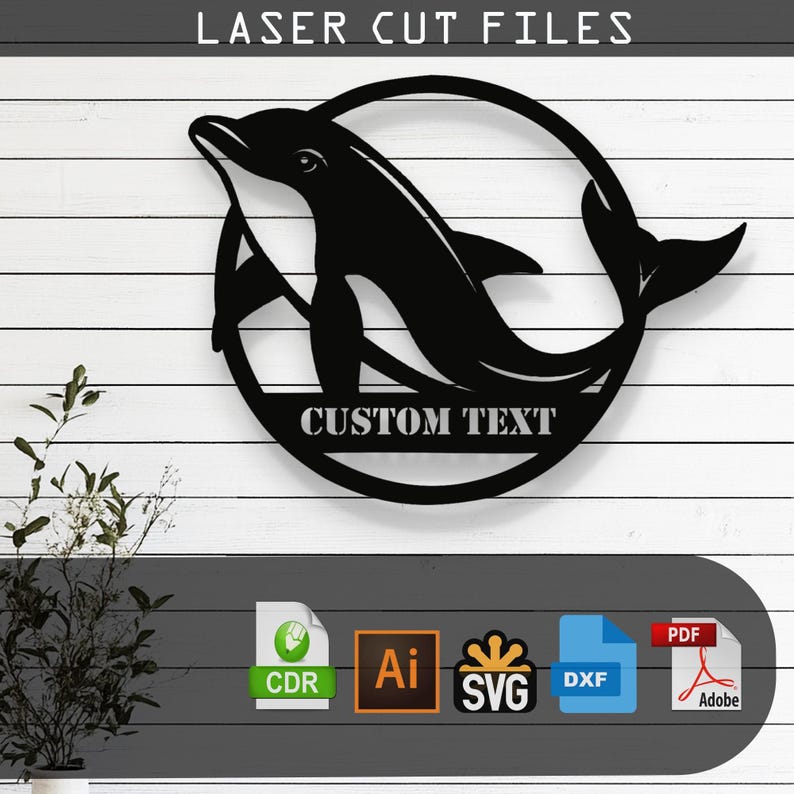 Customizable Dolphin SVG Laser Cut File – Glowforge, Cricut, Cnc, Ocean ...