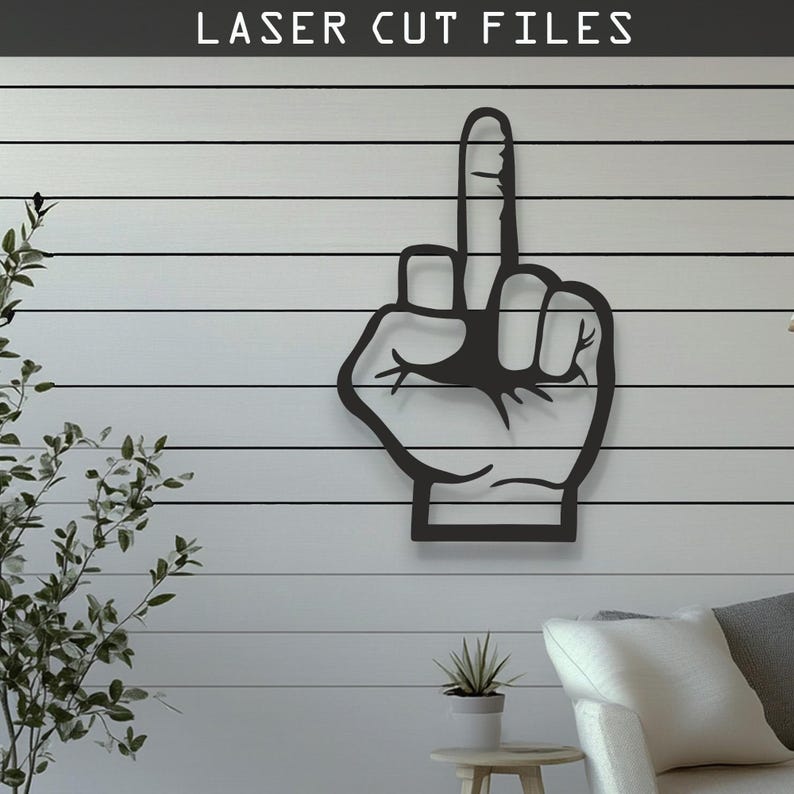 Decorative Middle Finger Laser Cut, Vector Files – SVG, DXF, Ai, Pdf ...