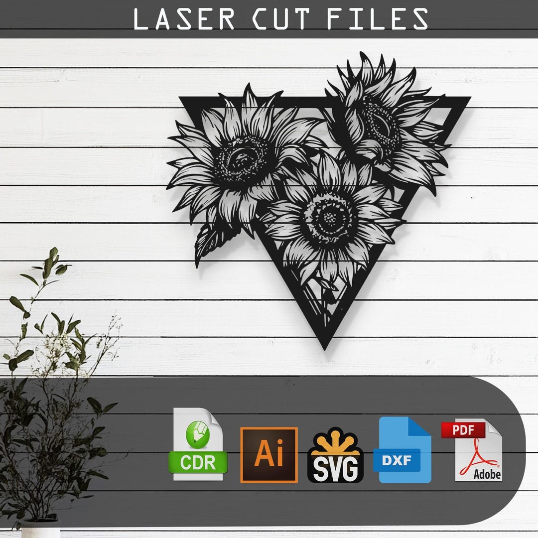 Decorative Sunflower Laser Cut Vector Design – SVG, DXF, Ai, Pdf Files ...