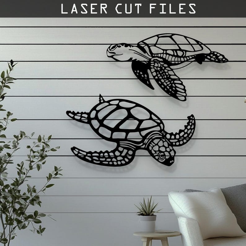 Decorative Turtle Silhouette Laser Cut, Vector Files – SVG, DXF, Ai ...