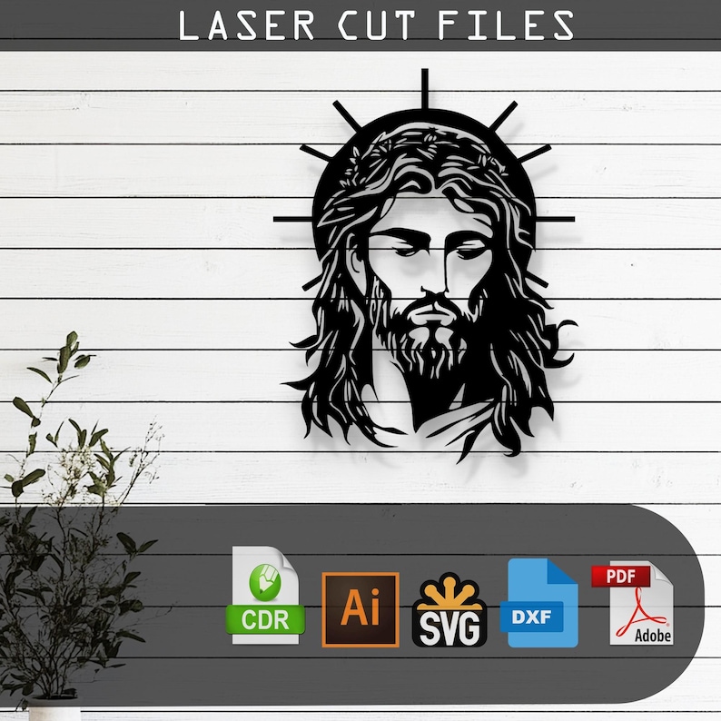 Decorative Jesus Laser Cut Vector Design – SVG, DXF, Ai, Pdf Files ...