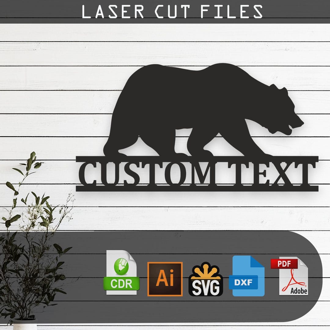 Custom Bear SVG DXF Laser Cut File for CNC Glowforge Cricut Forest ...