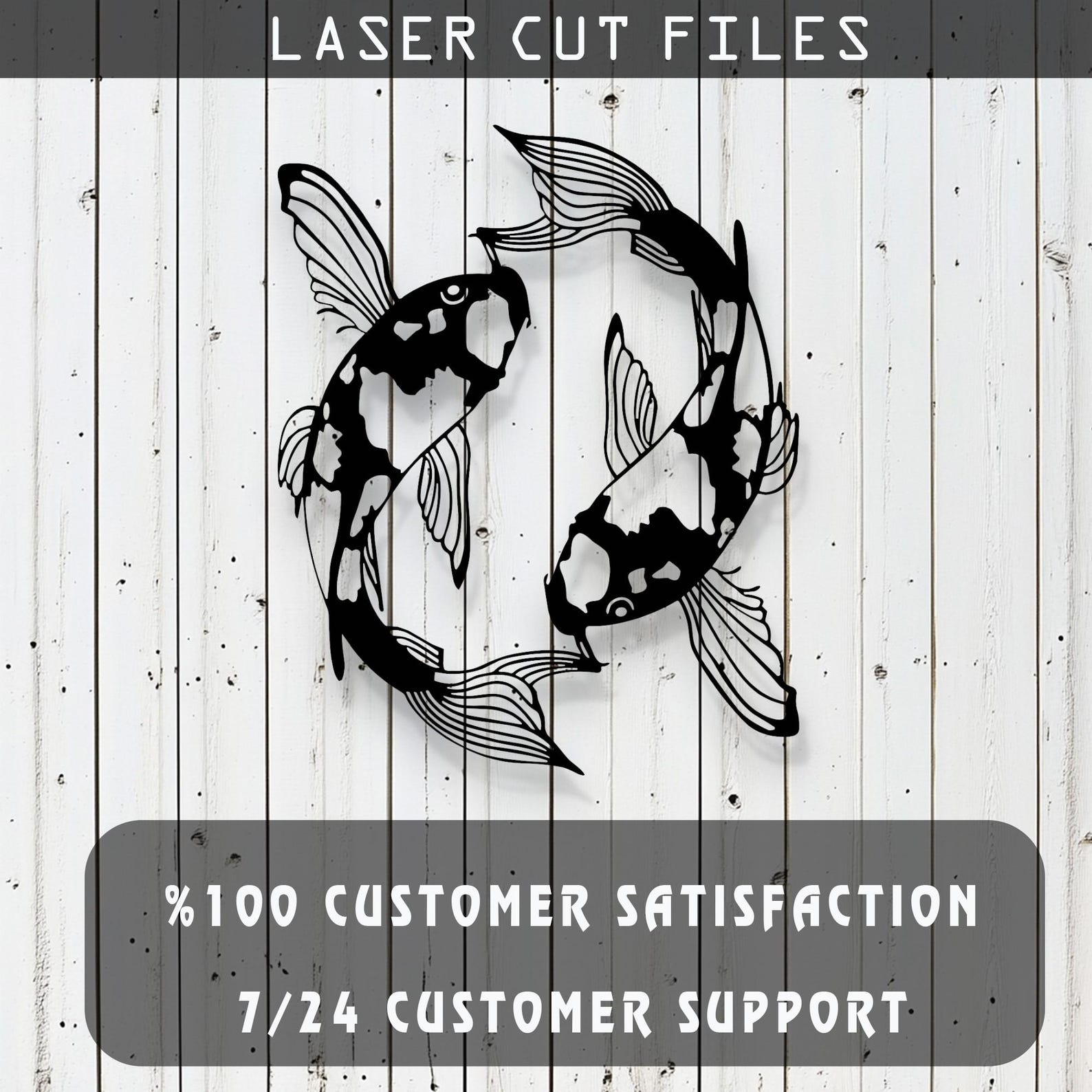 Decorative Koi Fish Silhouette Laser Cut, Vector Files – SVG, DXF, Ai ...