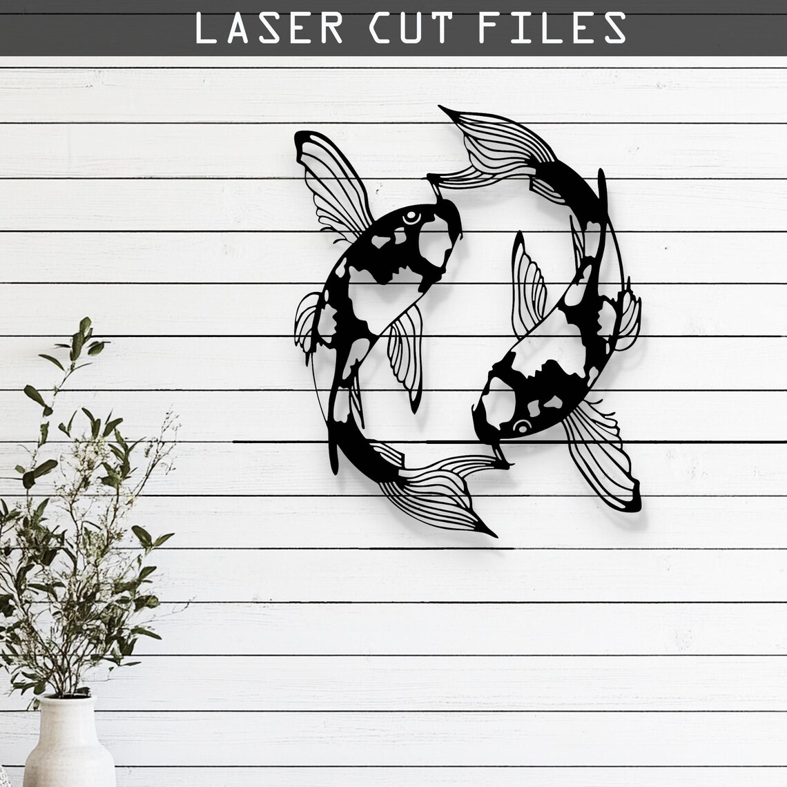 Decorative Koi Fish Silhouette Laser Cut, Vector Files – SVG, DXF, Ai ...