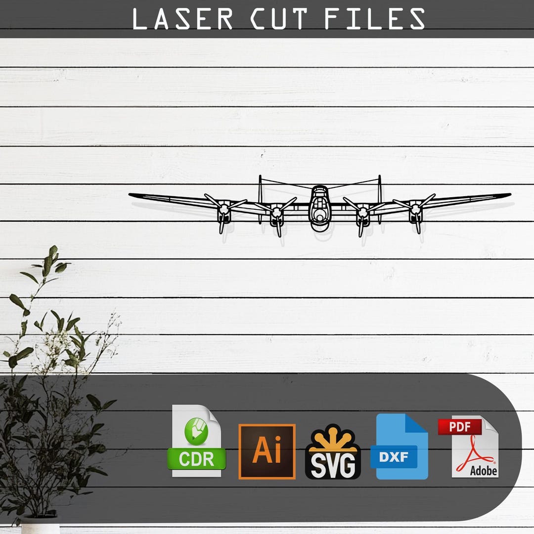 Lancaster MK I Front Airplane Silhouette Laser Cut Vector Design – SVG ...