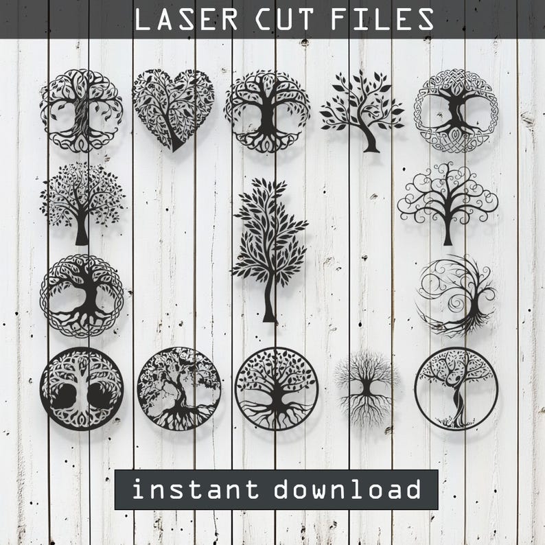 15 Tree of Life Design Laser Cut Svg Dxf File Wall Art Engraving Decal ...