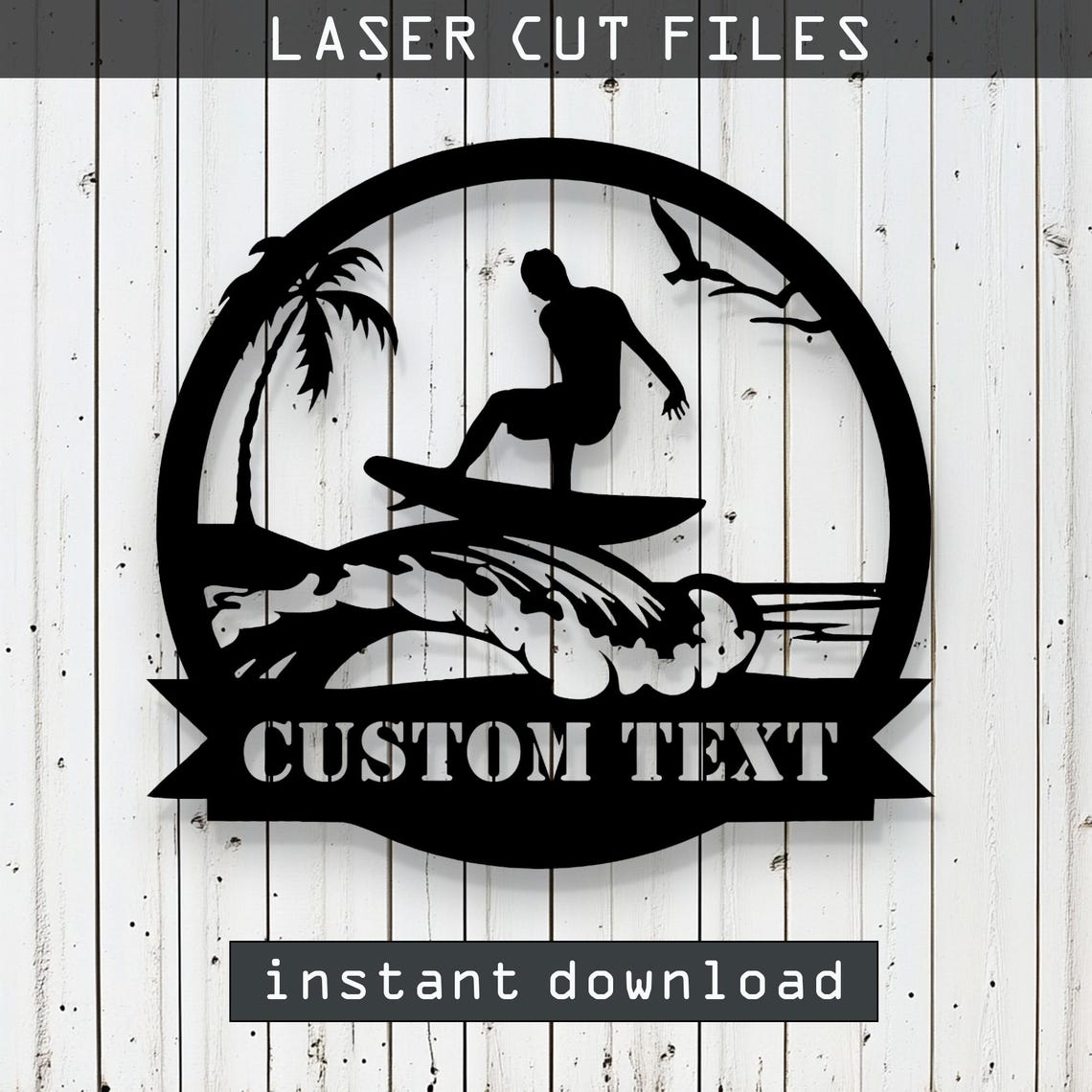 Customizable Surfer Guy Silhouette Laser Cut Vector – SVG, DXF, Ai, Pdf ...
