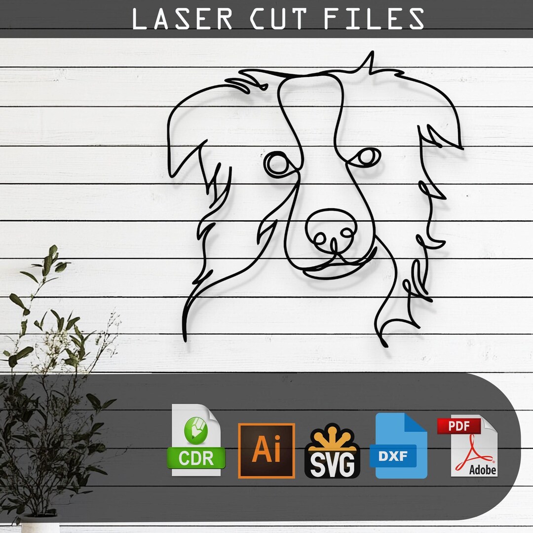 Border Colie Line Art Dog Laser Cut Design –SVG, DXF, Ai, Pdf Files for ...