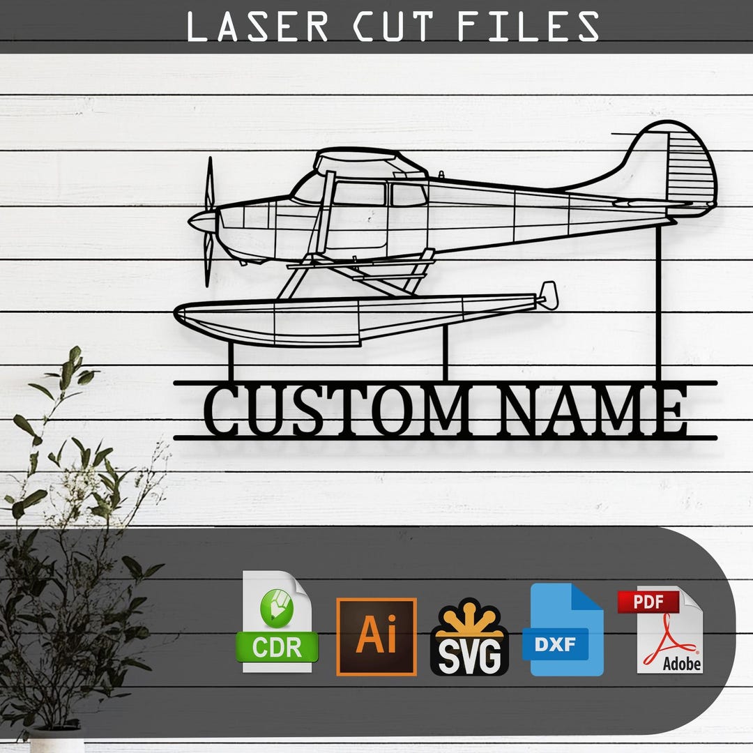 Custom 170B Float Seaplane - Svg Dxf Al PDF CDR EPS - Laser Cut ...