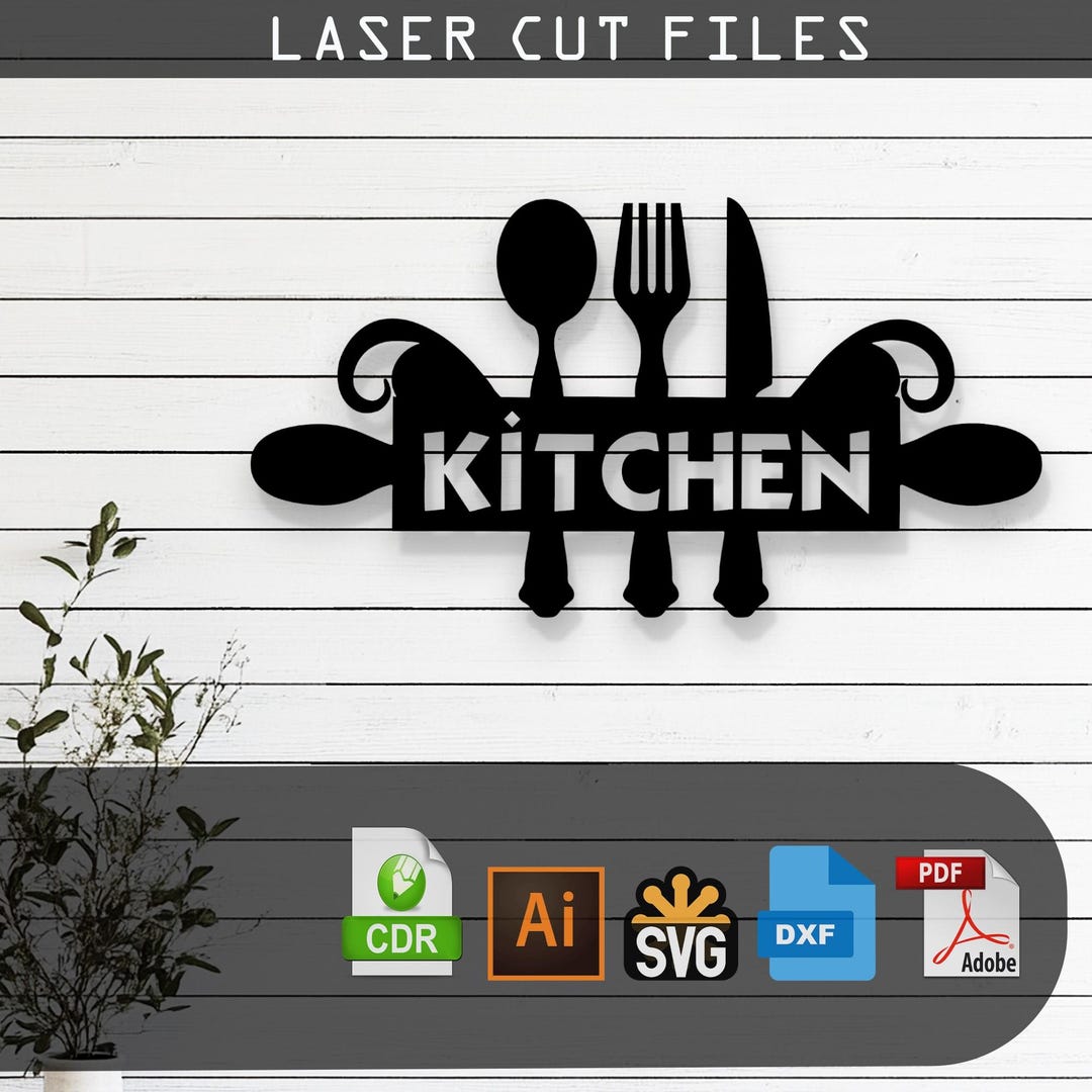 Decorative Kitchen Laser Cut Vector Design – SVG, DXF, Ai, Pdf Files ...