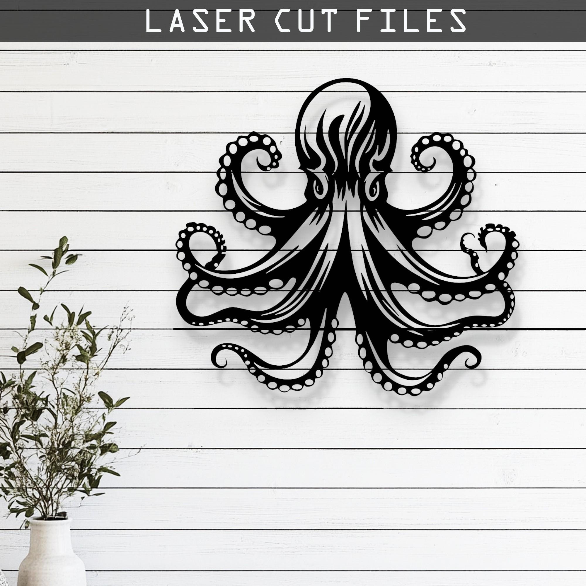Decorative Octopus Laser Cut Vector Design – SVG, DXF, Ai, Pdf Files ...