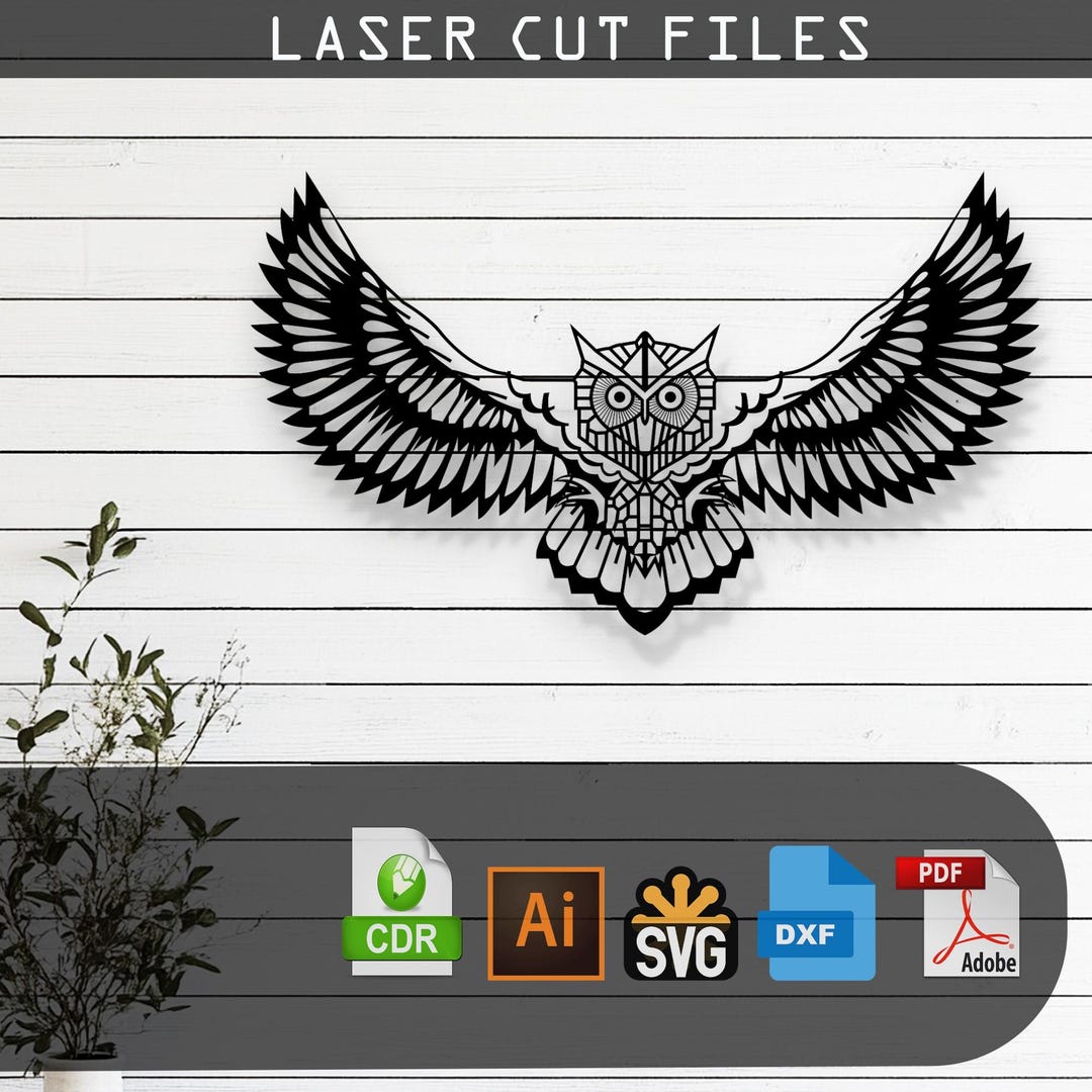 Geometric Owl Laser Cut Vector Design – SVG, DXF, Ai, Pdf Files ...