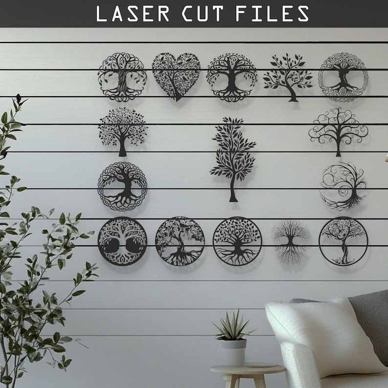 15 Tree of Life Design Laser Cut Svg Dxf File Wall Art Engraving Decal ...
