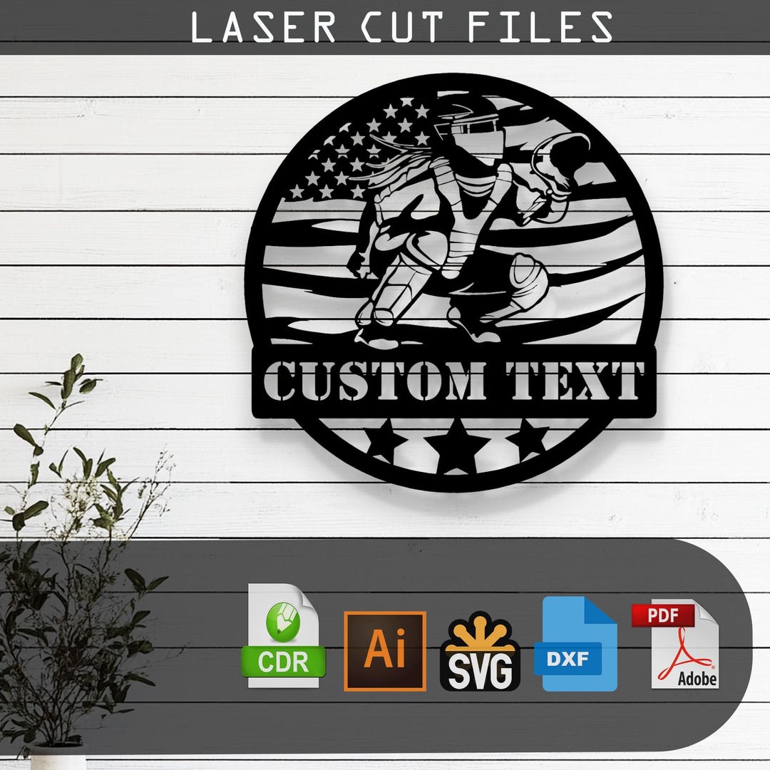 Customizable Softball Player Laser Cut Vector Files - SVG, DXF ...