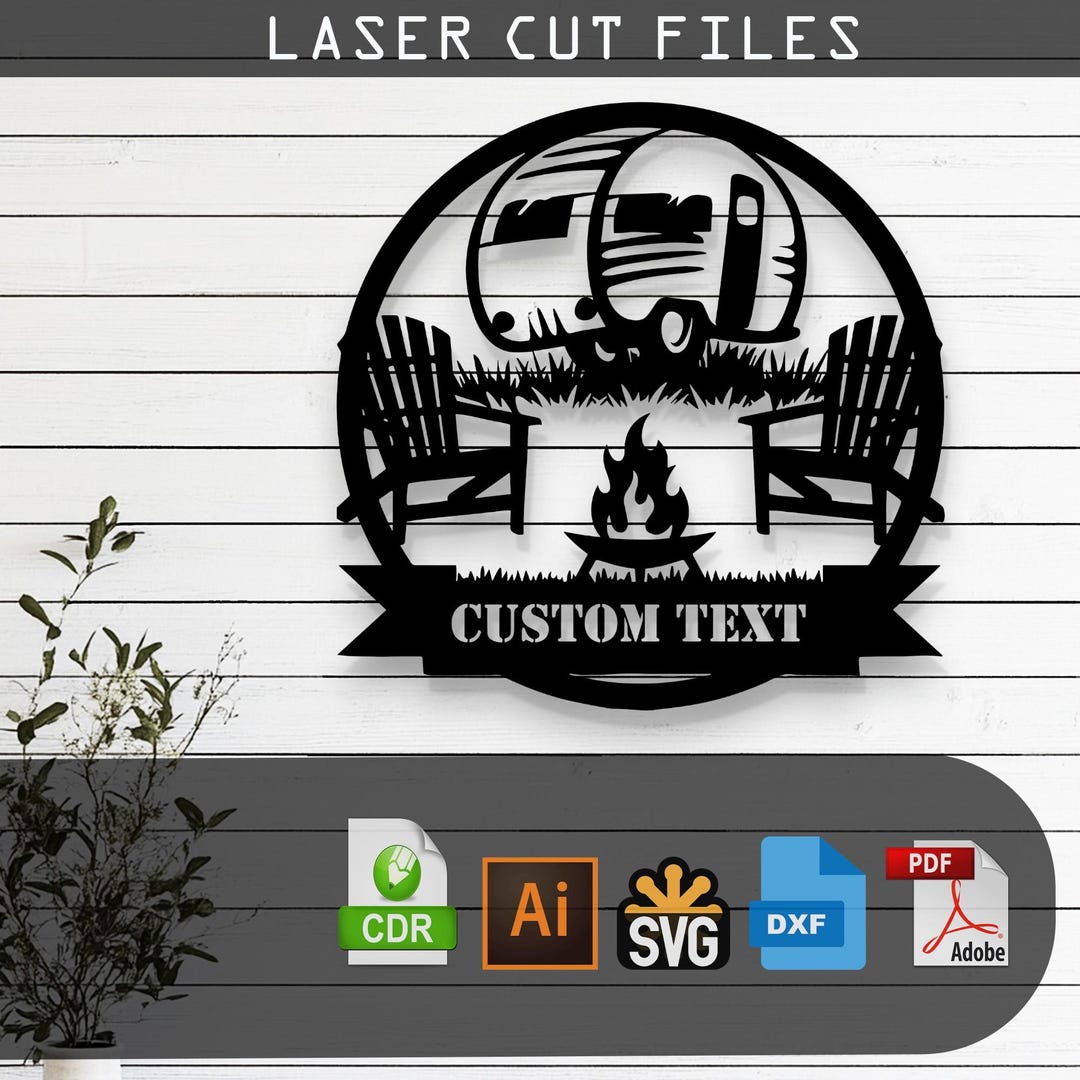 Customizable Camper Van Camping Laser Cut, Vector Files - SVG, DXF, Ai ...