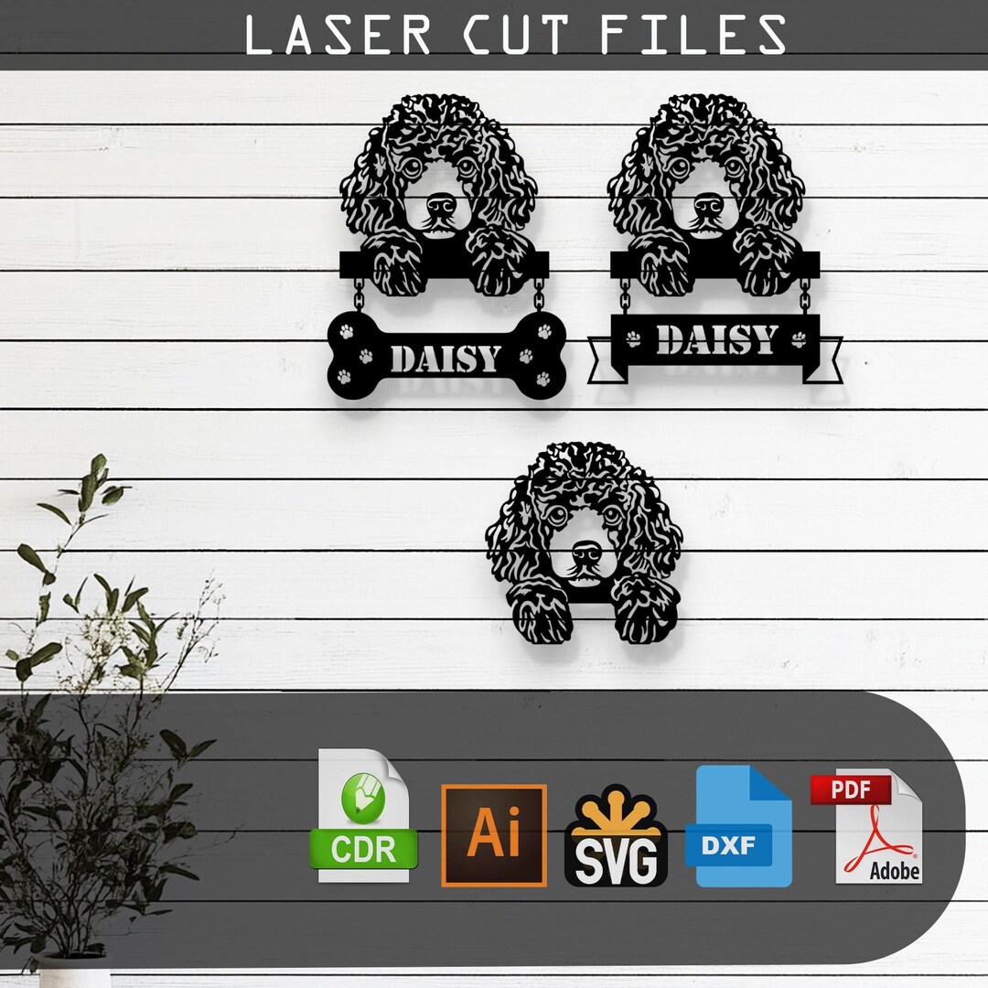 Customizable Poodle Peeking Dog Laser Cut Vector Design –SVG, DXF, Ai ...