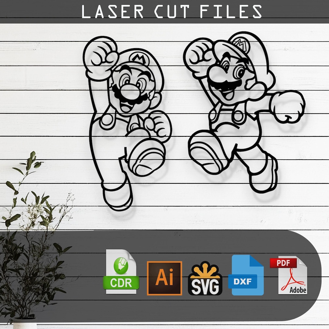Decorative Super Mario Laser Cut Vector Design– SVG, DXF, Ai, Pdf ...