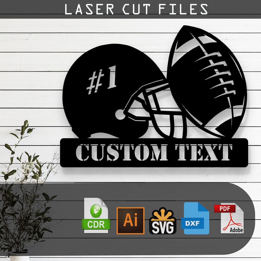 Customizable American Football Laser Cut Vector Files - SVG, DXF ...