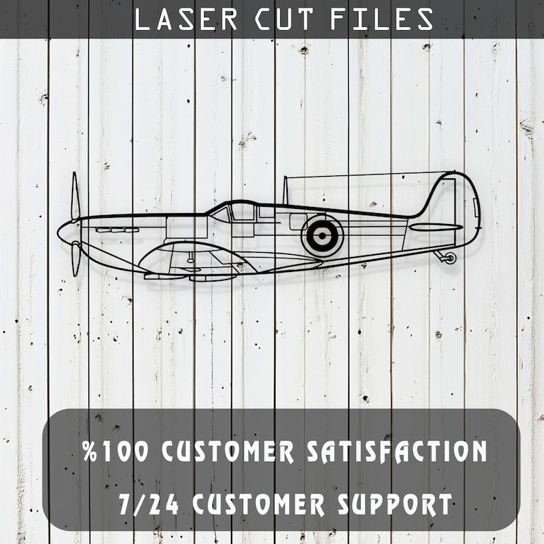 Spitfire Mk. II Airplane Silhouette Laser Cut Vector Design – SVG, DXF ...