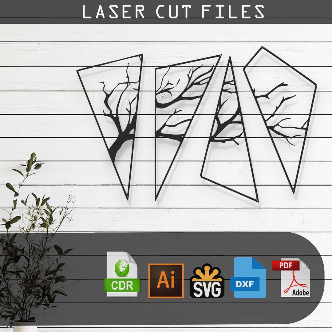 Asymmetric Tree Silhouette Laser Cut Vector Design –SVG, DXF, Ai, Pdf ...