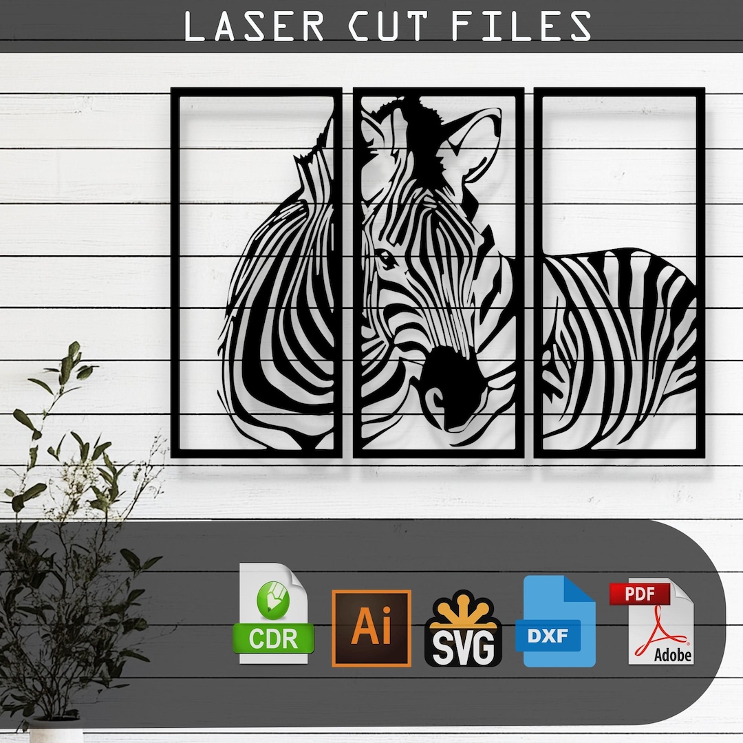 Zebra Laser Cut SVG/DXF File | Metal Art Wall Art, Engraving Decal ...