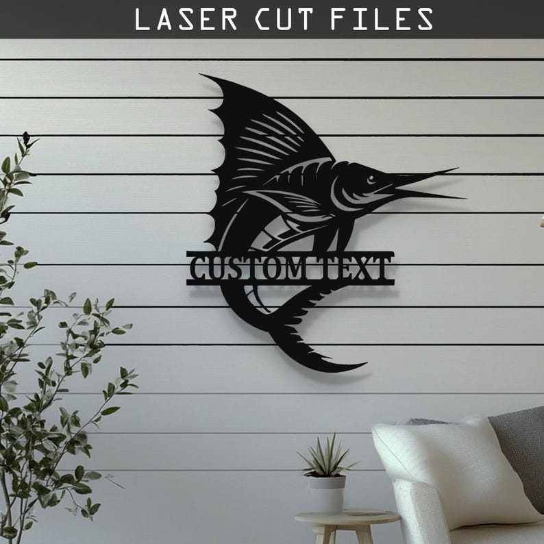 Custom Sailfish SVG, Marlin Split Monogram, Fishing Name Sign, Ocean ...