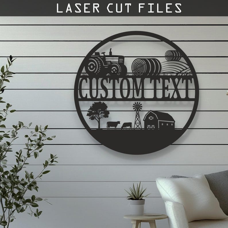 Custom Farm Sign SVG DXF Laser Cut File for Glowforge Cricut CNC Rustic ...