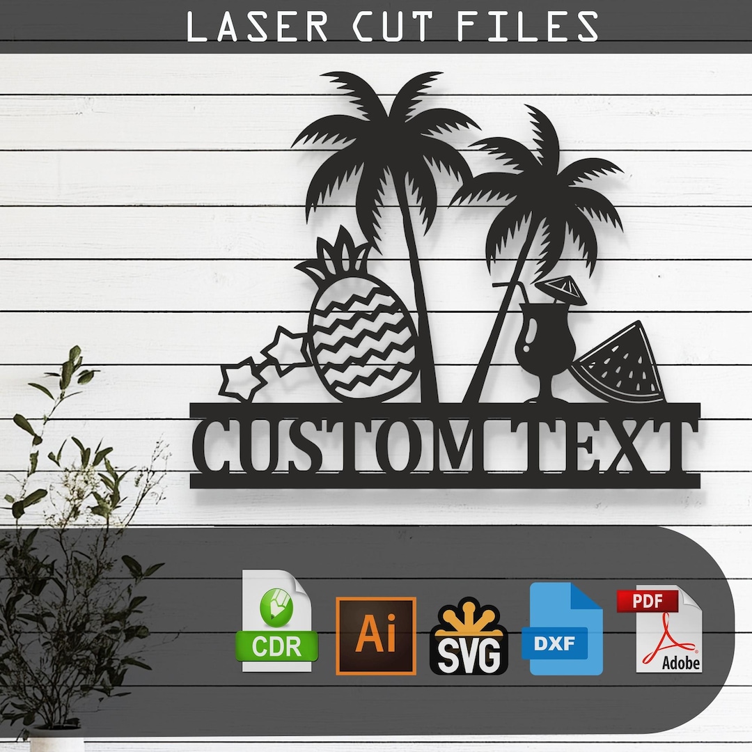 Custom Palm Tree and Sun SVG DXF Laser Cut File for Cricut Glowforge ...