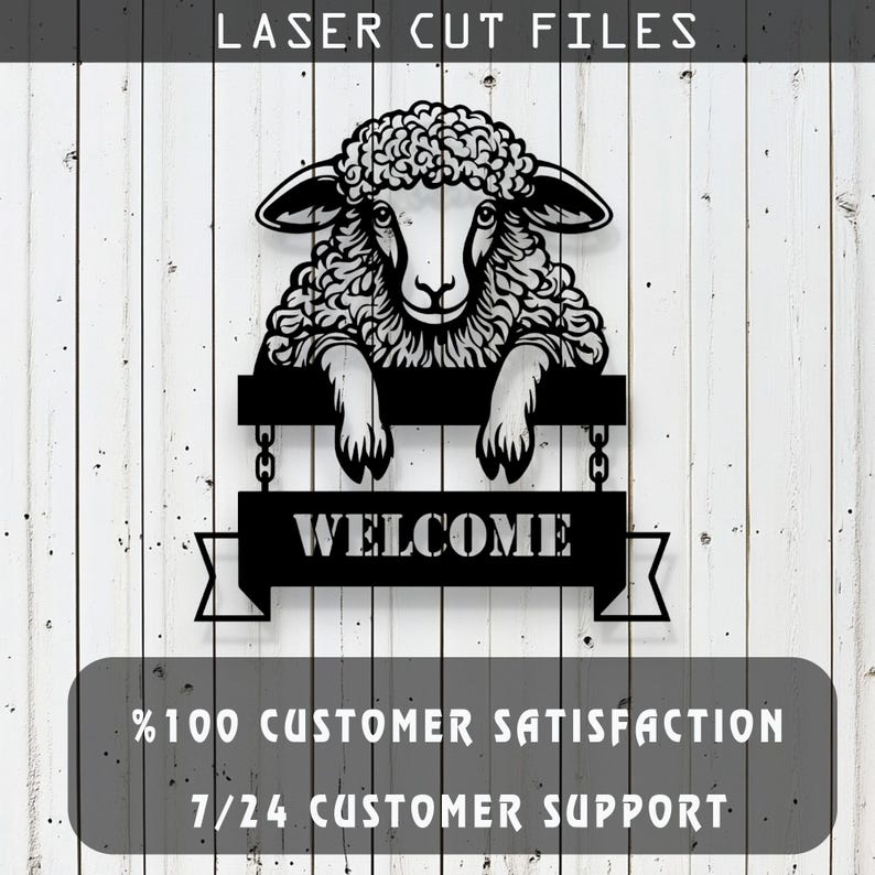 Farm Animal Sheep Welcome Sign Laser Cut Vector Design –SVG, DXF, Ai ...