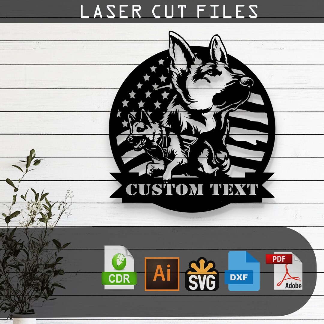 Customizable USA Flag German Shepherd K9 Silhouette – Glowforge, Cricut ...