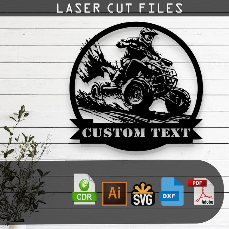 Customizable ATV Rider Silhouette Laser Cut Vector Design – SVG, DXF ...