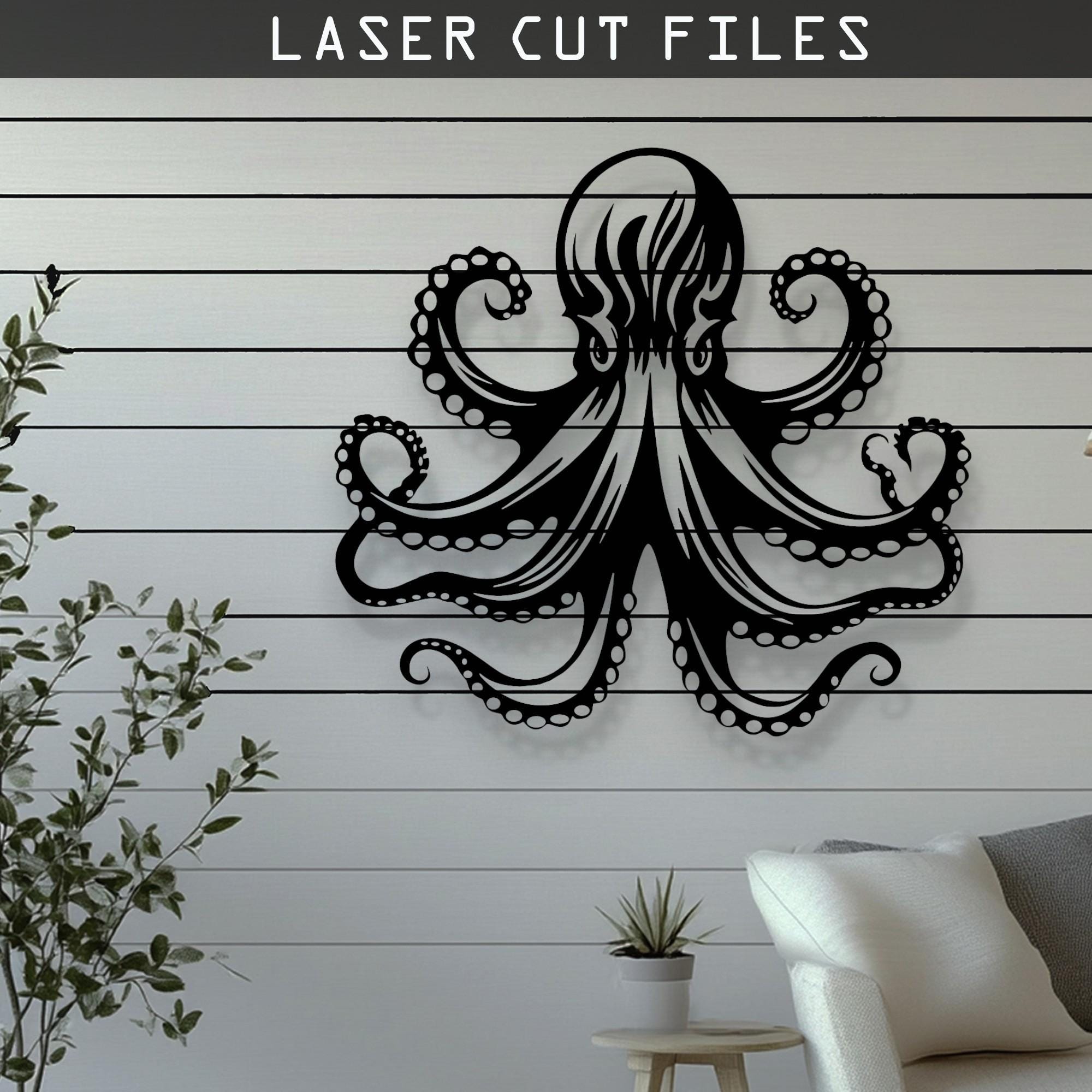 Decorative Octopus Laser Cut Vector Design – SVG, DXF, Ai, Pdf Files ...