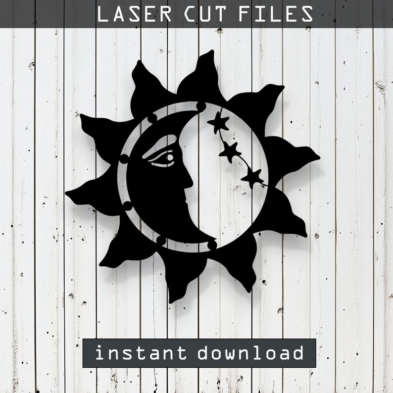 Moon in Sun SVG Laser Cut File – Glowforge, Cricut, Cnc, DIY Celestial ...