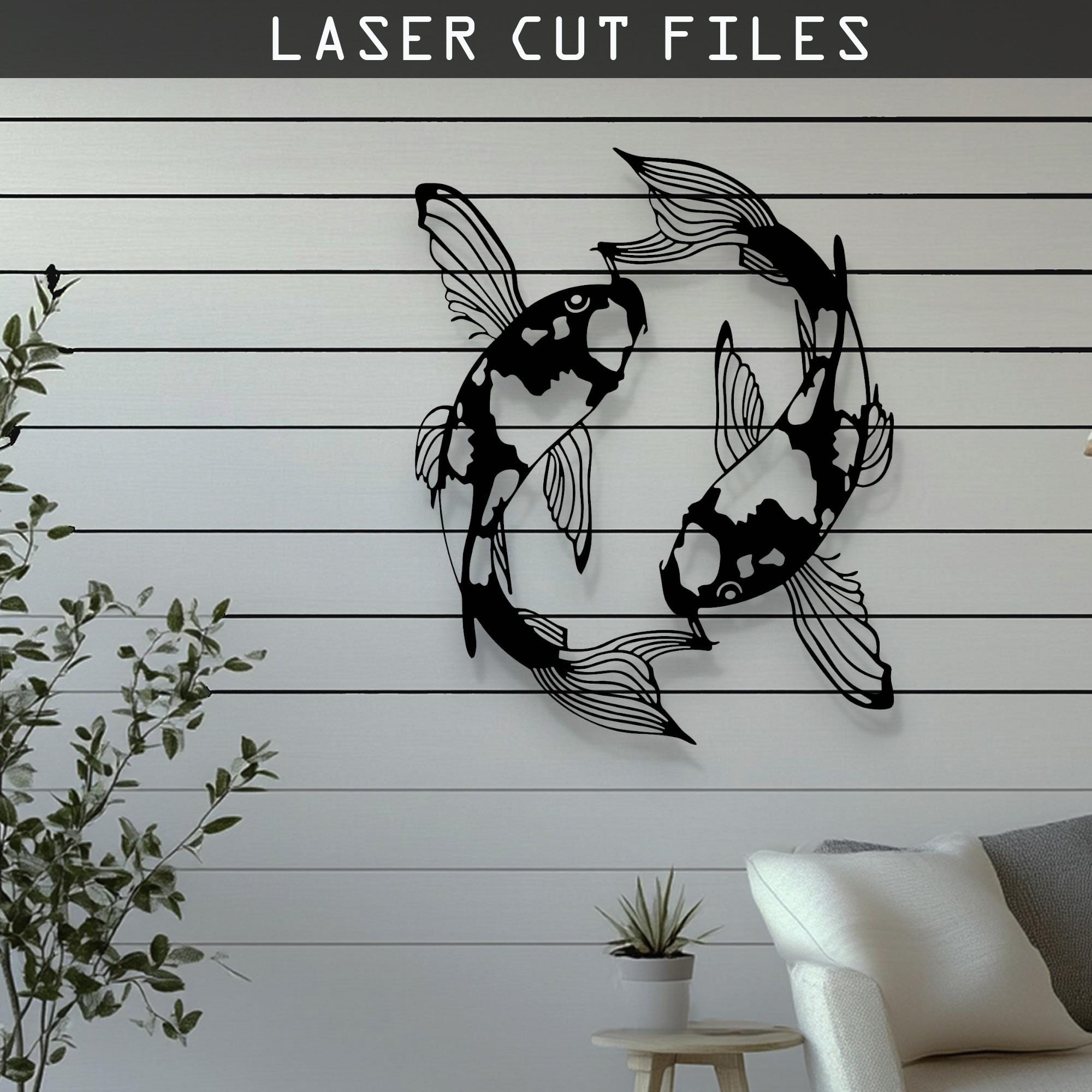 Decorative Koi Fish Silhouette Laser Cut, Vector Files – SVG, DXF, Ai ...