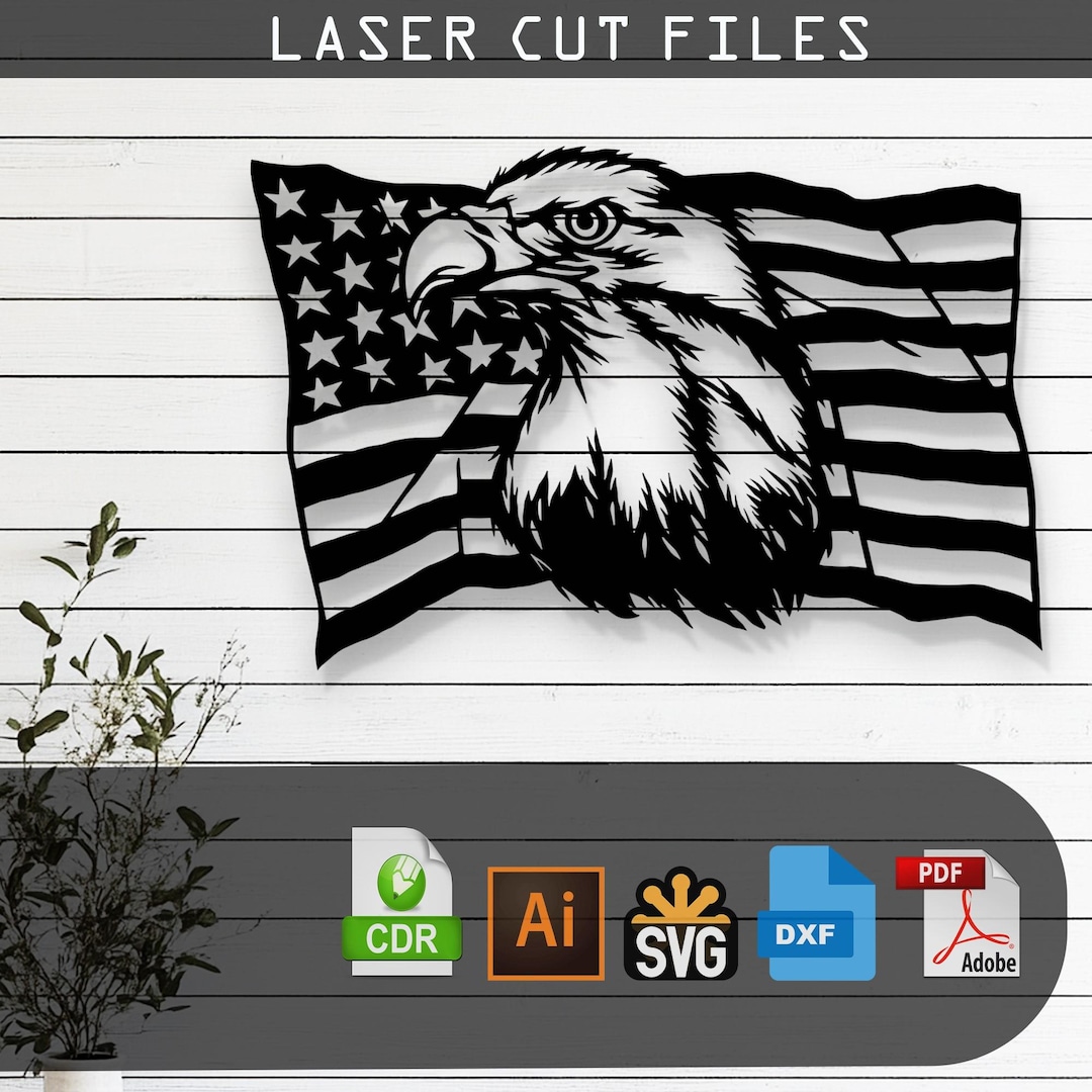 USA Flag Eagle Laser Cut Vector Design – SVG, Dxf, Ai, Pdf Files ...