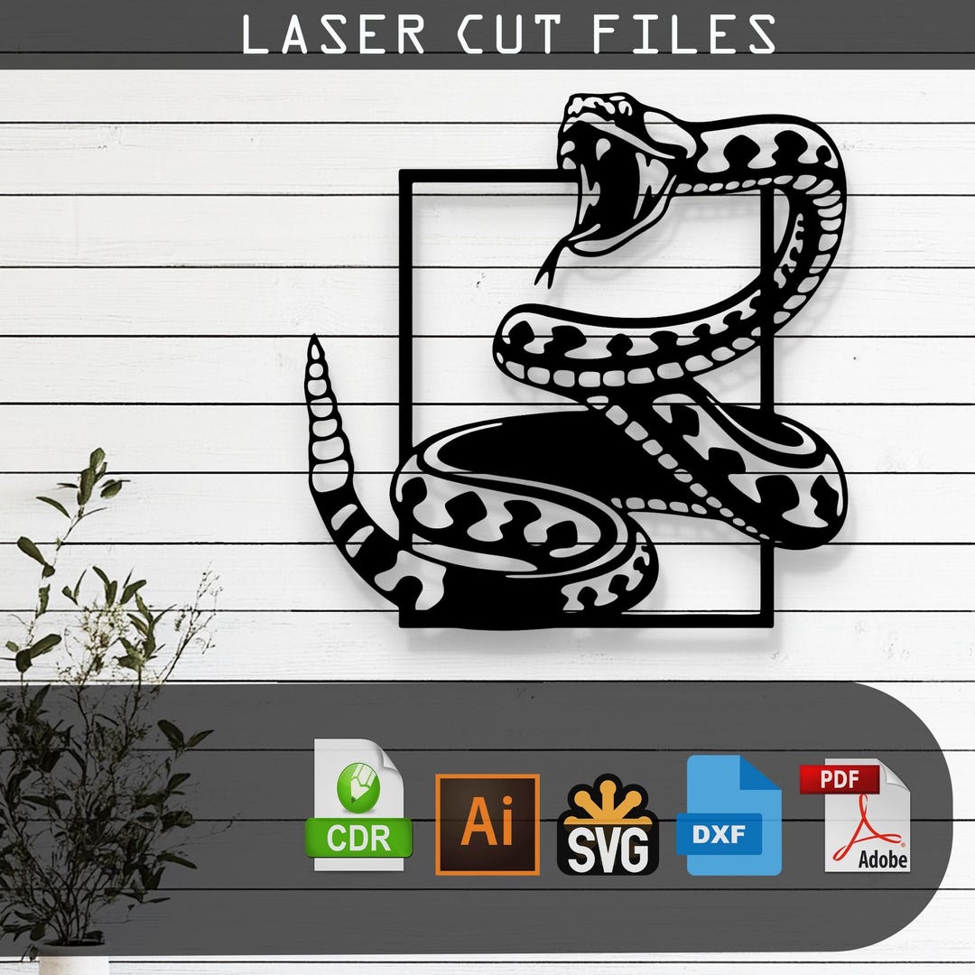 Decorative Snake Silhouette Laser Cut, Vector Files – SVG, DXF, Ai, Pdf ...