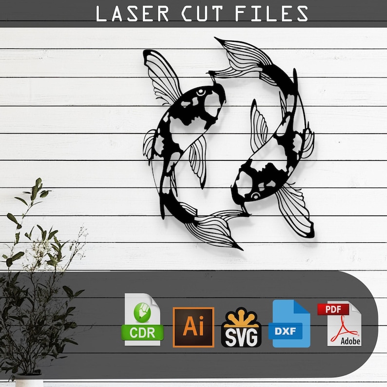 Decorative Koi Fish Silhouette Laser Cut, Vector Files – SVG, DXF, Ai ...