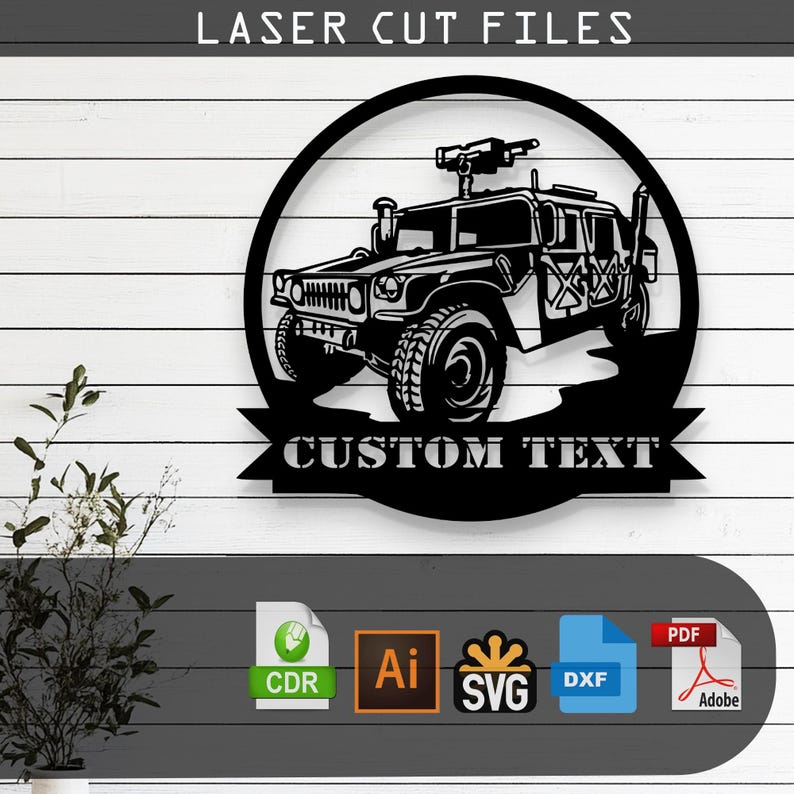 Customizable Humvee Silhouette – Laser Cut File for Glowforge, Cricut ...