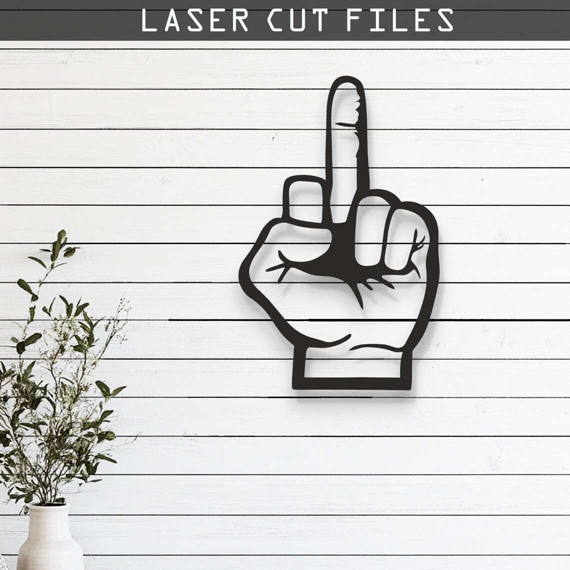 Decorative Middle Finger Laser Cut, Vector Files – SVG, DXF, Ai, Pdf ...