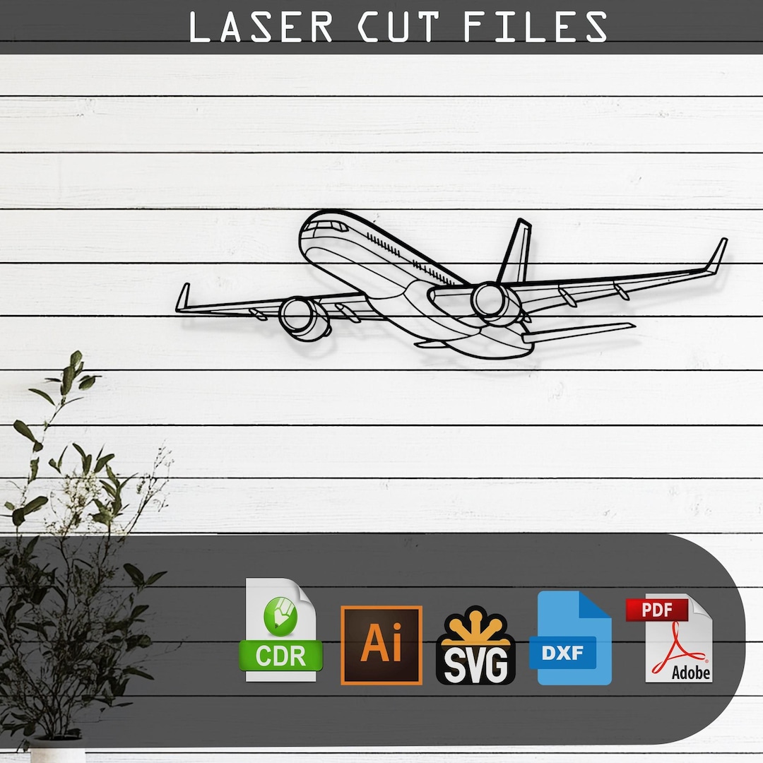 757-200 Airplane Silhouette Laser Cut Vector Design – SVG, DXF, Ai, Pdf ...