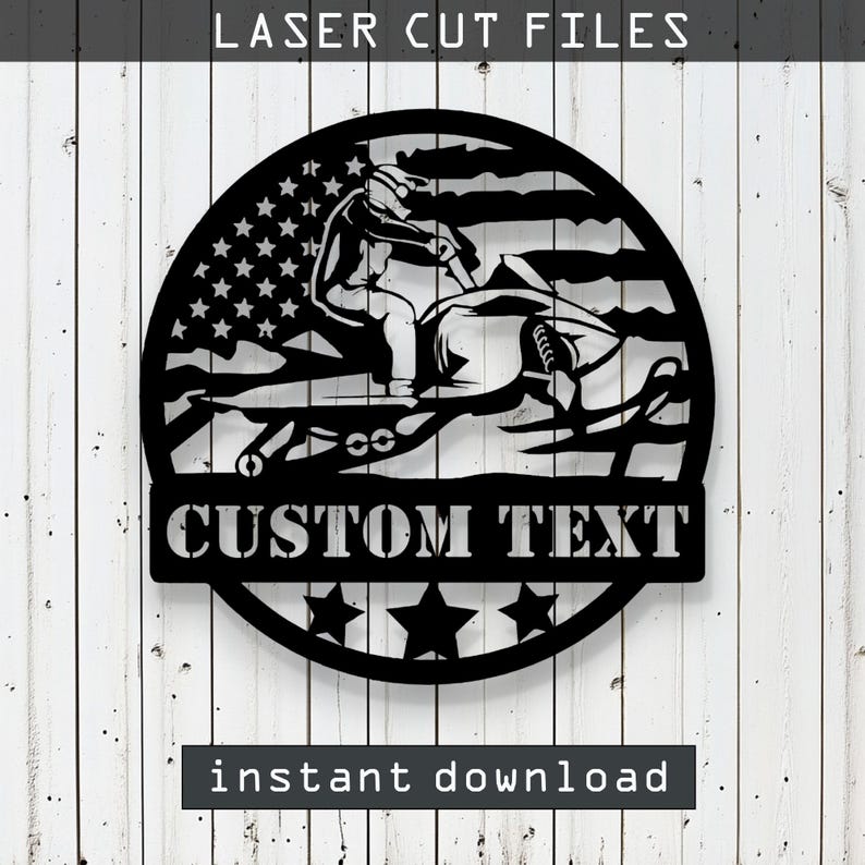 Customizable USA Flag Snowmobile SVG Laser Cut File – Glowforge, Cricut ...