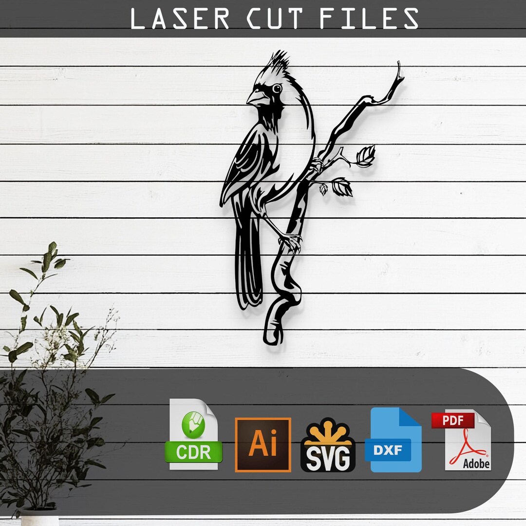 Parrot on Tree Branch Laser Cut Vector Design – SVG, DXF, Ai, Pdf Files ...